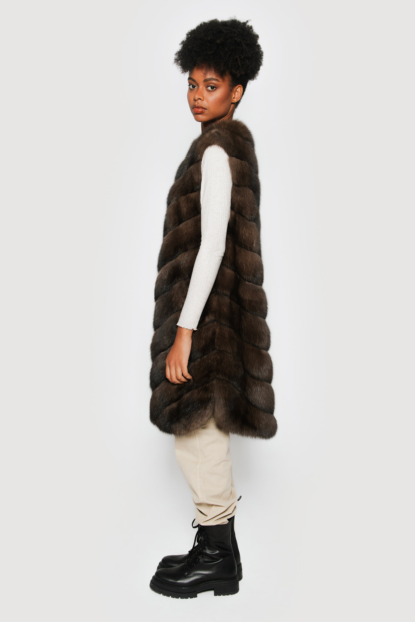 Brown Vests Coats | Luxury Fur Collection | Coveti