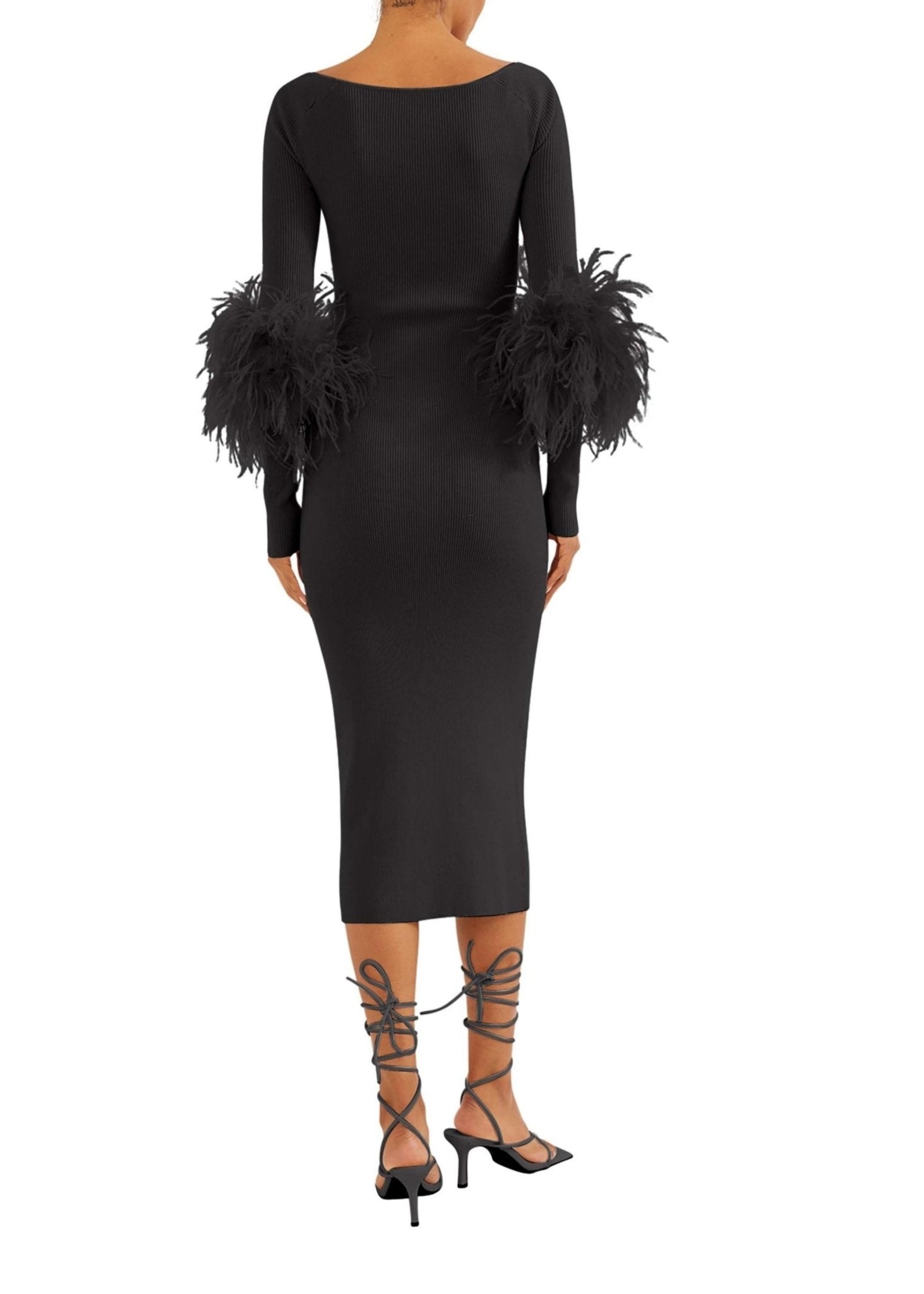 1 Black Crossover Dress With Feathers | Contemporary Ready to Wear ...