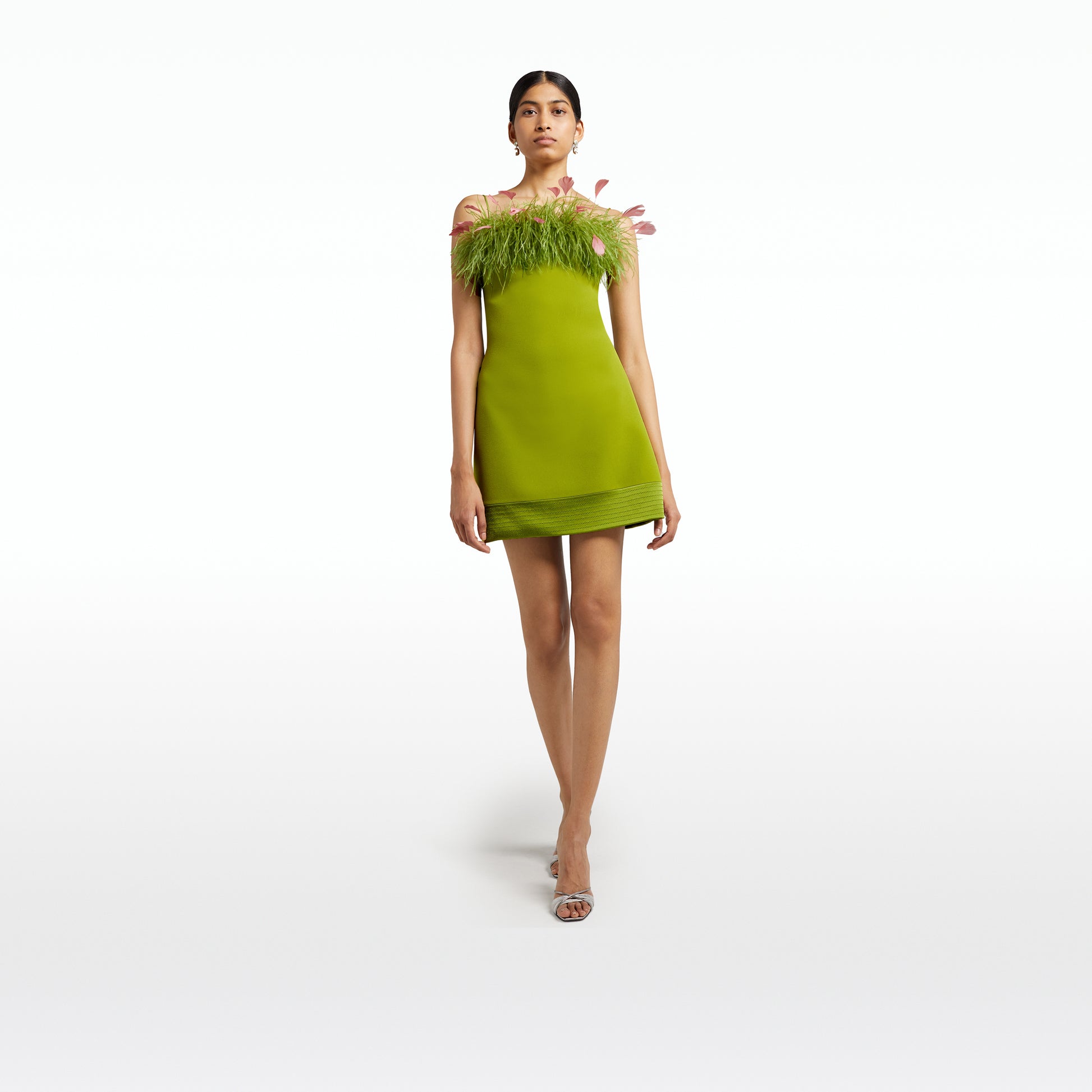 Safiyaa Molly Woodbine Feather-Trimmed Short Dress | Luxury Ready to ...