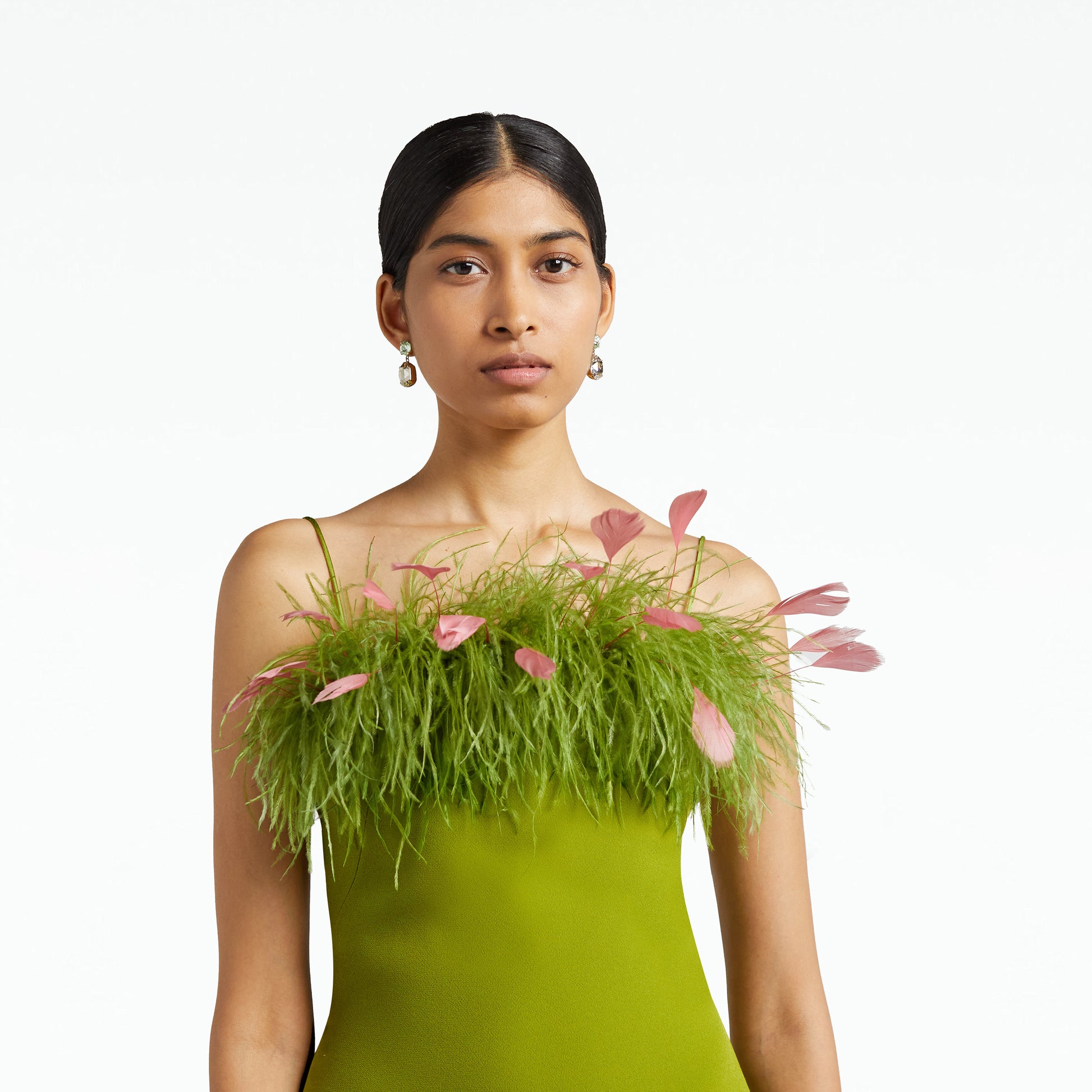 Safiyaa Molly Woodbine Feather-Trimmed Short Dress | Luxury Ready to ...