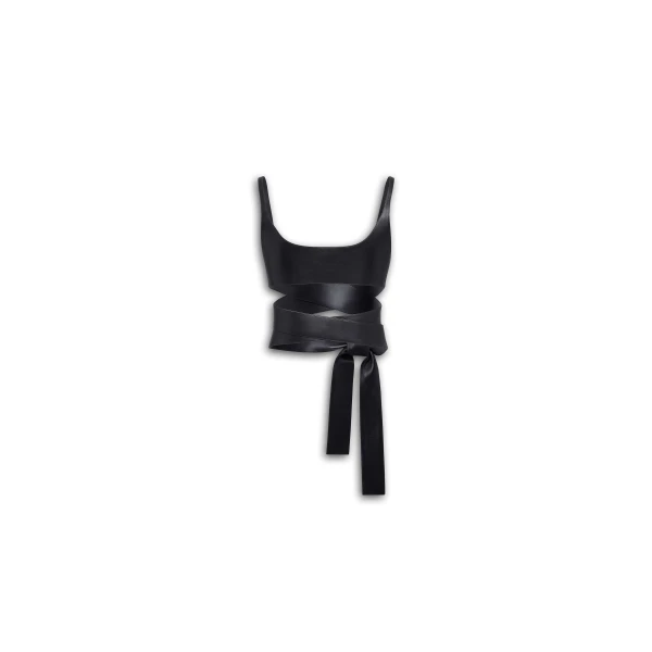Alaïa Leather Criss Cross Top | Luxury Tops