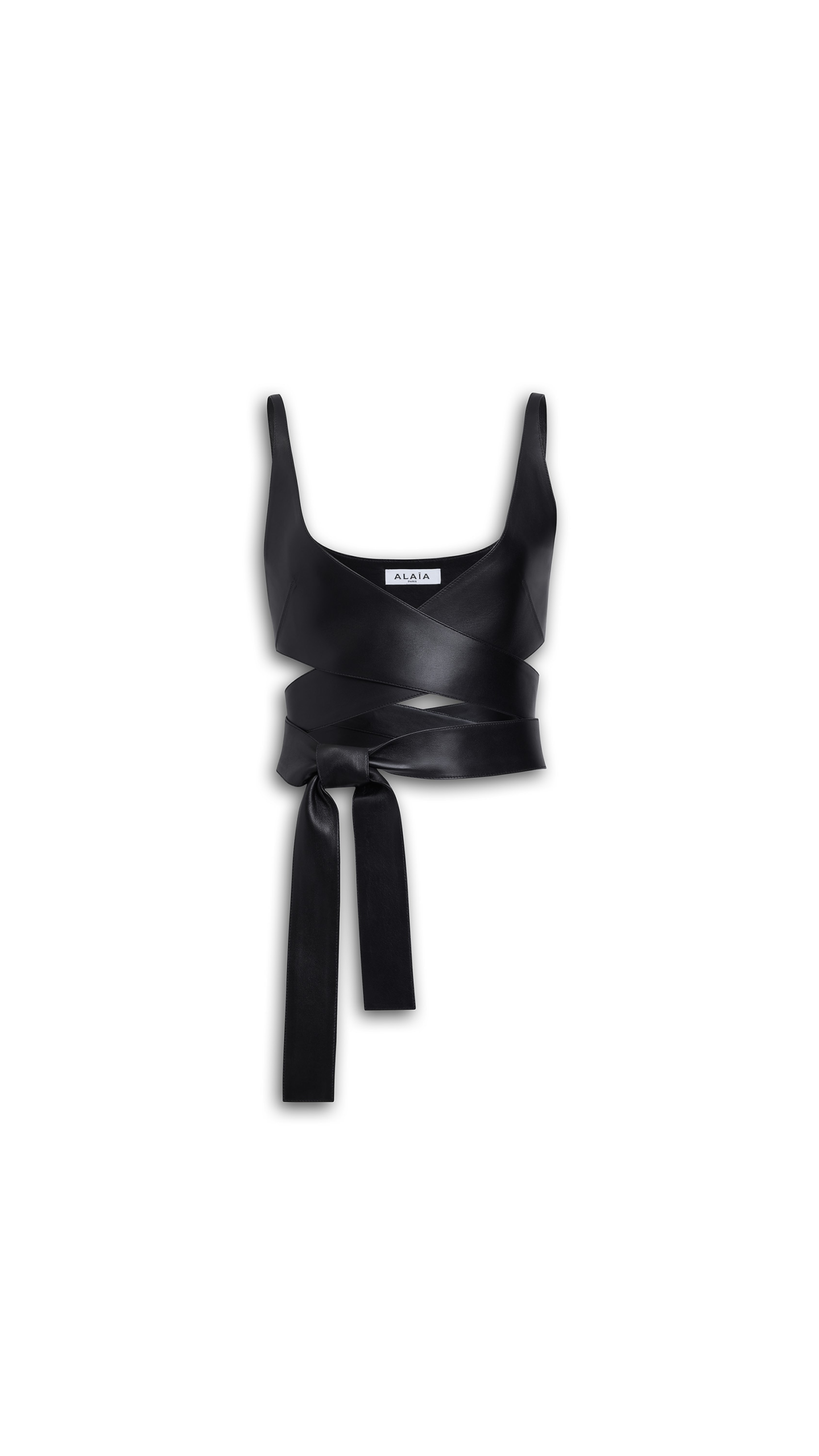 Alaïa Leather Criss Cross Top | Luxury Tops